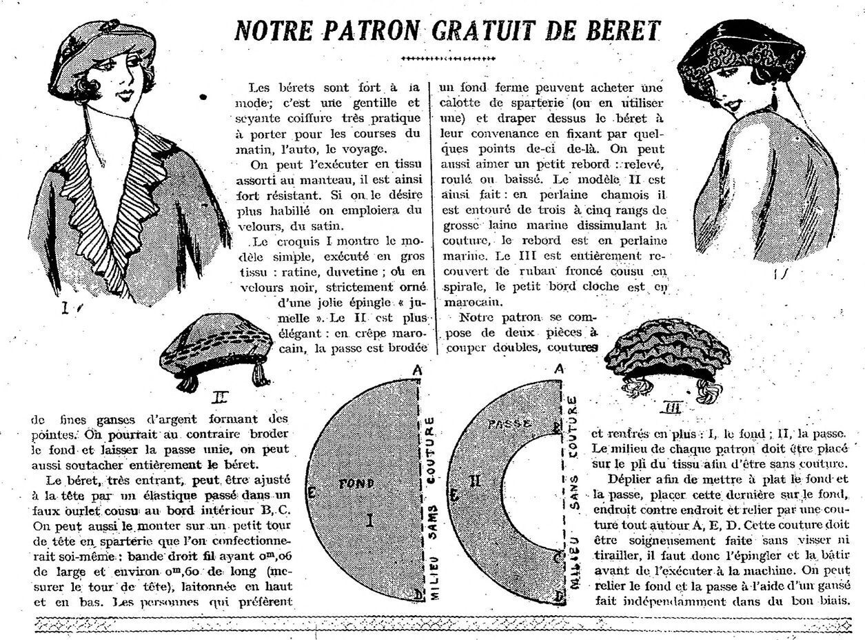 réaliser un béret 19240316 - La bignole