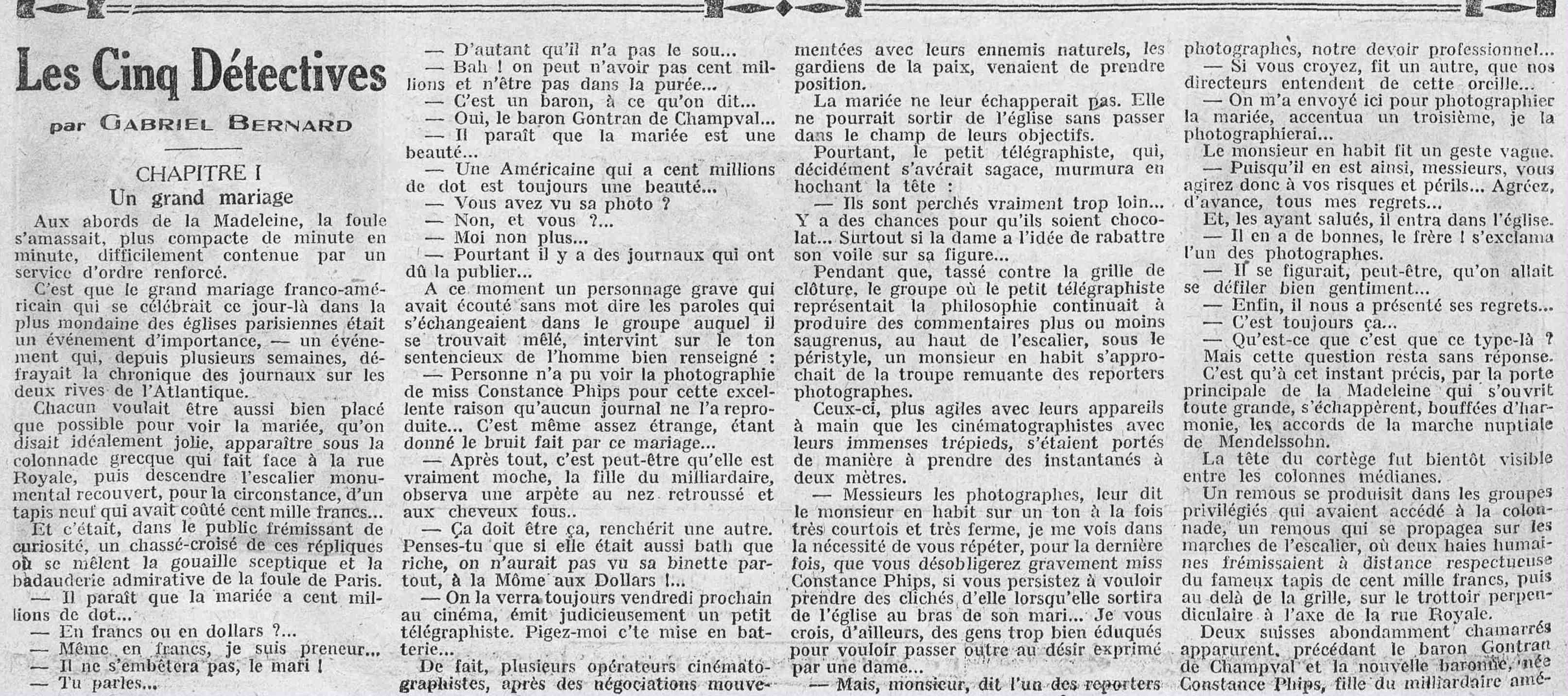 "les 5 détectives" par Gabriel Bernard - 05 juillet 1925 - La bignole